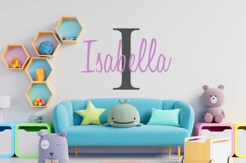 Custom Name & Initial - Premium Series - Baby Boy - Wall Decal Nursery for Home Bedroom Children (M511) (Wide 22" x 15" Height)