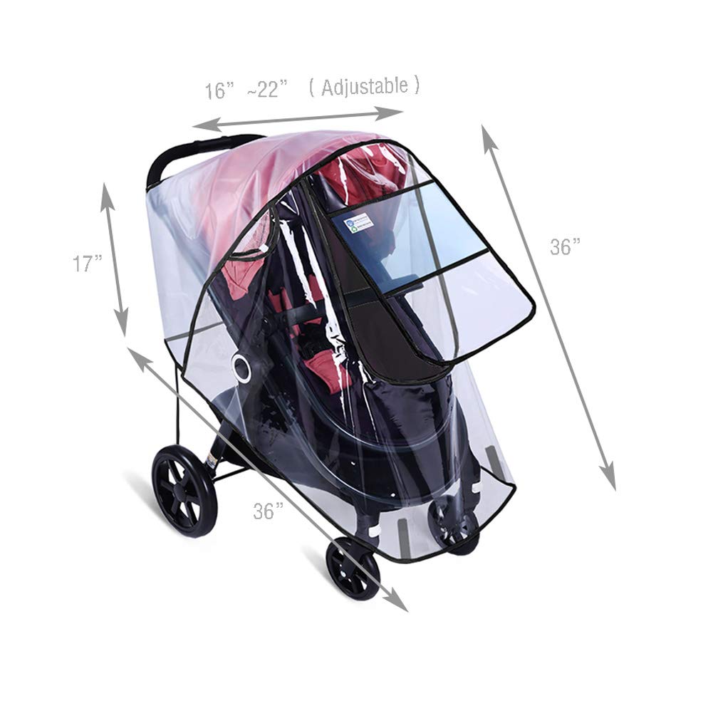 Stroller Rain Cover by Hombae, Universal Baby Stroller Weather Shield, Waterproof Stroller Cover, Travel Umbrella Stroller Wind Dust Shield, Stroller Cover for Rain, Food Grade EVA, Eye Protect