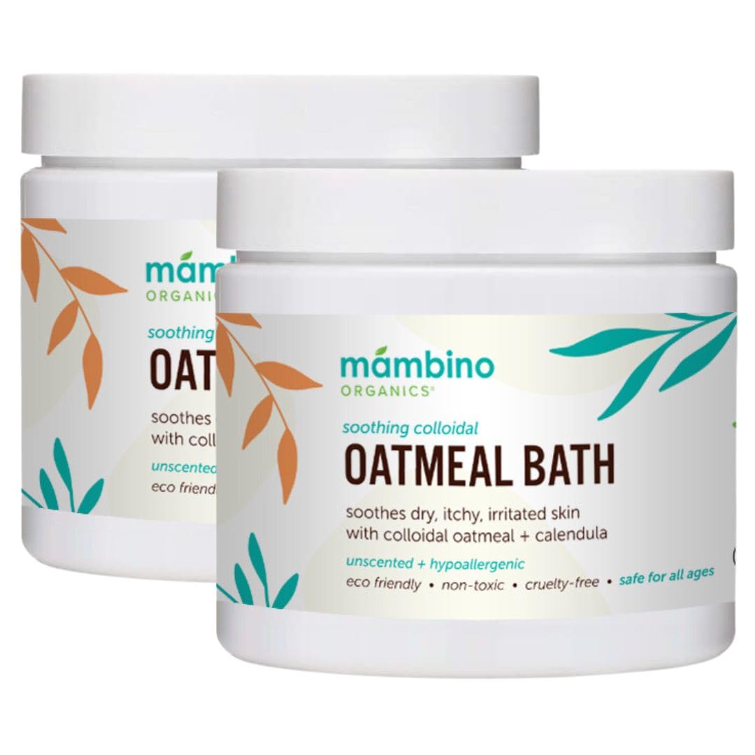 Organic Colloidal Oatmeal Bath Soak ā 2-Pack Oatmeal Powder for Dry, Irritated, Itchy Skin Relief ā Cruelty-Free, Vegan Handmade Bath Products for Adults Bath, Kids Bath, Baby Bath by Mambino Organics