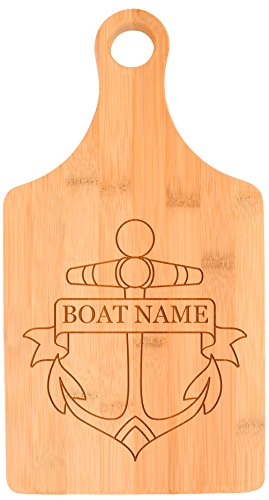 Customized Boating Gift Nautical Boat Name Anchor Personalized Paddle Shaped Bamboo Cutting Board