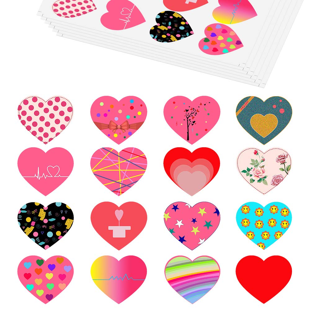 KMUYSL 512 PCS Valentine's Day Heart Stickers Labels Sheets | Valentines Day Decorations | Party Favors Gifts Decorations Supplies | Party Decorative Stickers