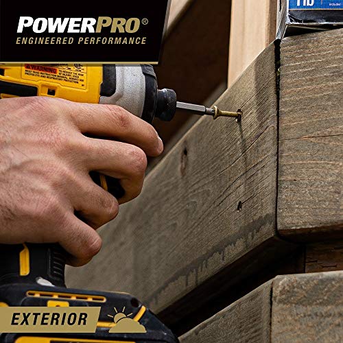 Power Pro 48595 Wood Screws, #8 x 1-1/2", Premium Outdoor Deck Screws, Rust Resistant, Epoxy Coated Bronze, 1lb Box, 203 pcs