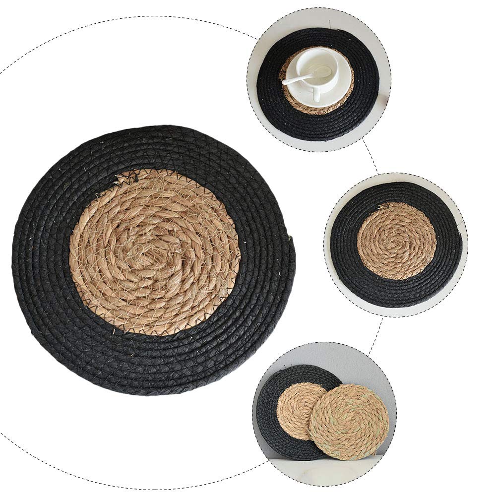 3 pcs placemat Personalized Coasters Woven Coasters for Drinks Jute Place mats Supplies Cup Insulation pad Home Place mat - Dish mat Round Rattan Grass Woven Basin