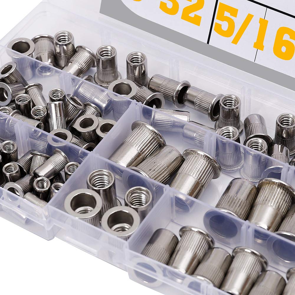 Stainless Steel Rivet Nuts Kit #8-32#10-24 1/4"-20 5/16"-18 3/8"-16 Threaded Insert Nutsert Rivnuts