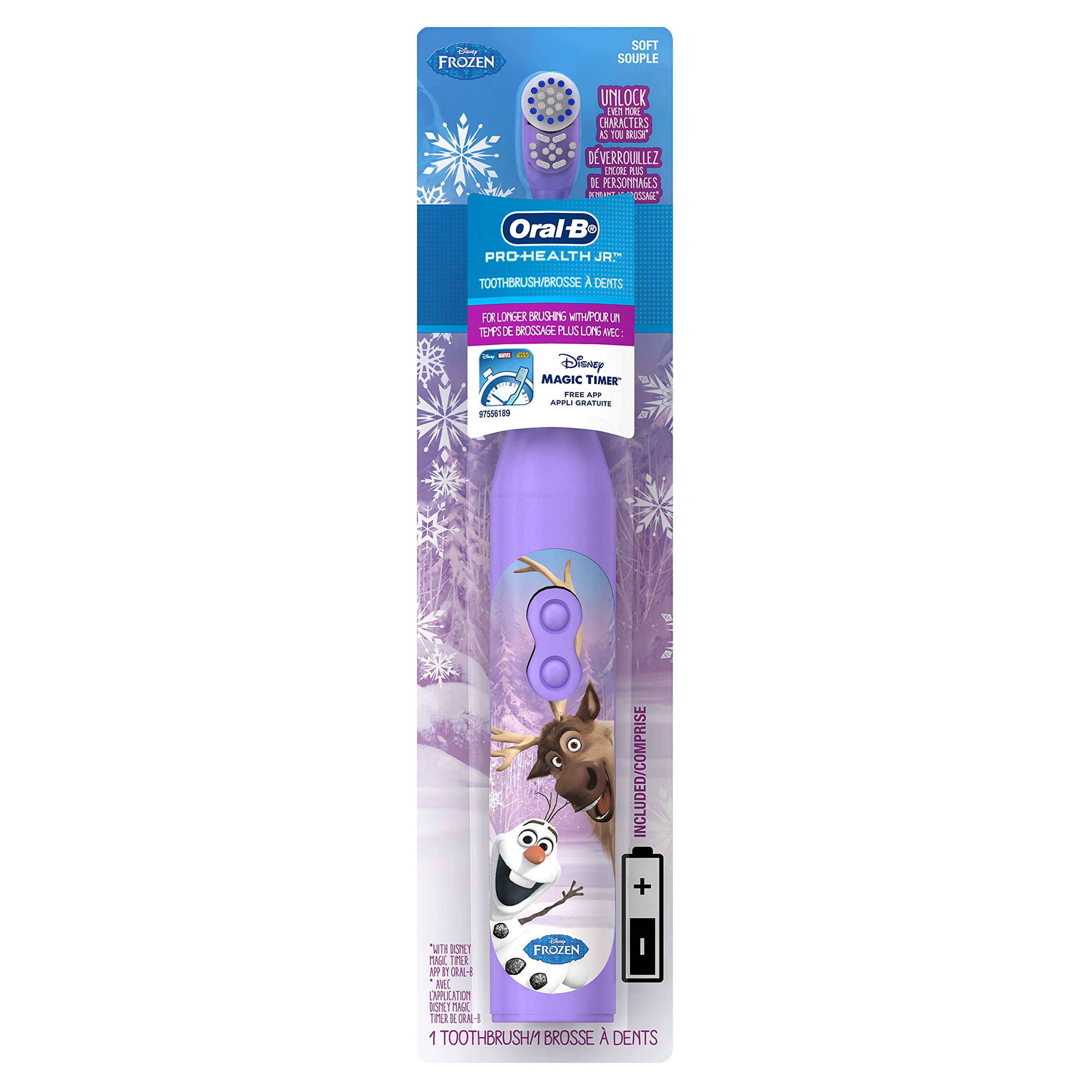 Oral-B Pro-Health Jr. Battery Powered Kid's Toothbrush featuring Disney's Frozen, Soft, 1 ct