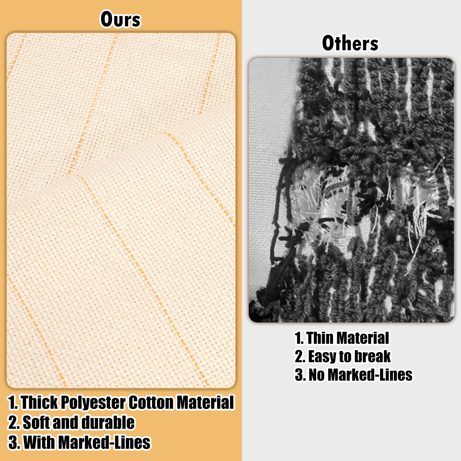 85" x 85" Primary Tufting Cloth with Marked Lines,Monk Cloth Fabric for Punch Needle,Large Overlocking Tufting Cloth,Burlap Tufting Cloth for DIY Rug-Punch Tufting Gun