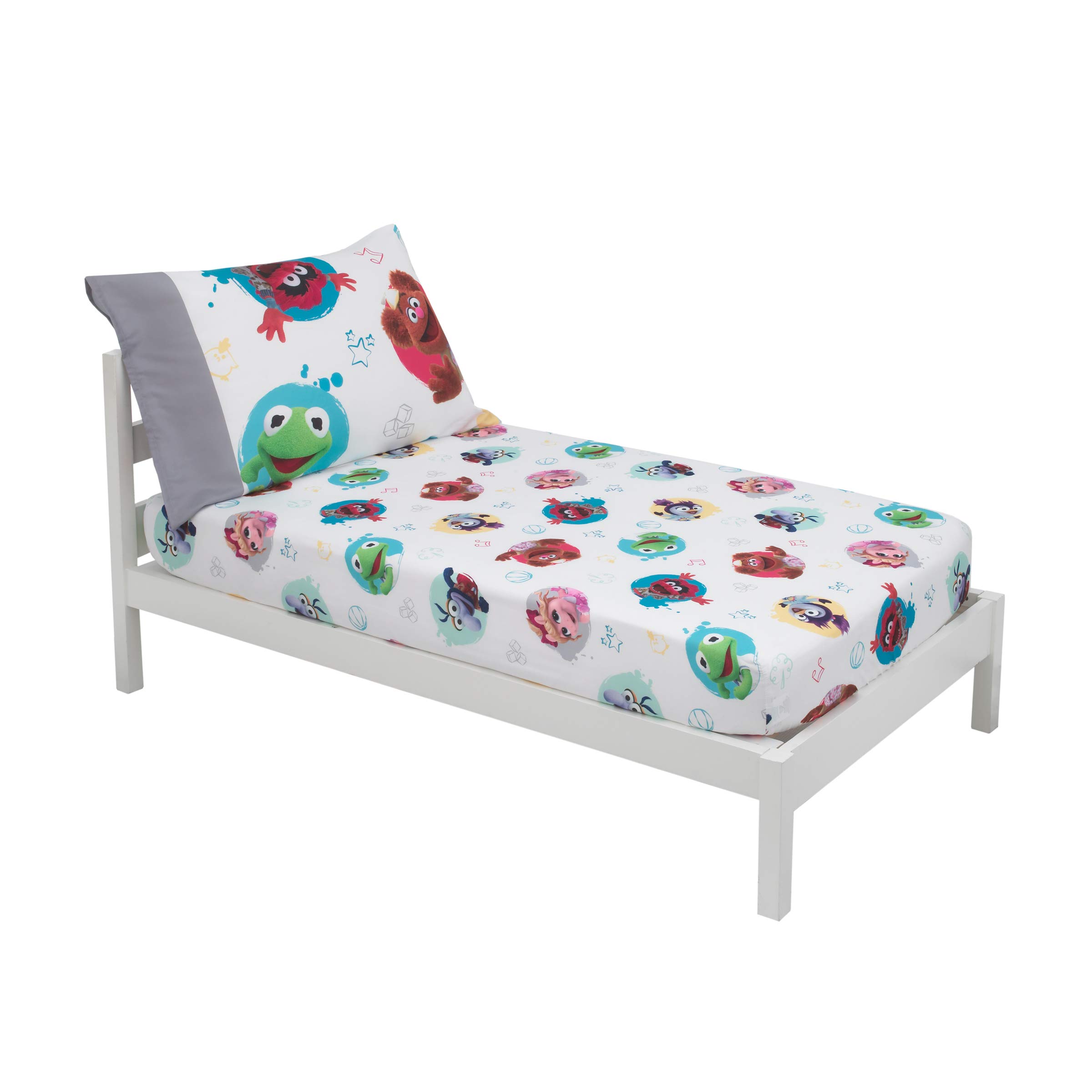Disney Muppet Babies - Blue, Green, Red and Yellow 2 Piece Toddler Sheet Set