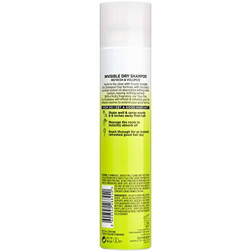 Garnier Fructis Invisible Dry Shampoo, Yuzu Fizz, No Visible Residue, , 4.4 oz. (Pack of 2)