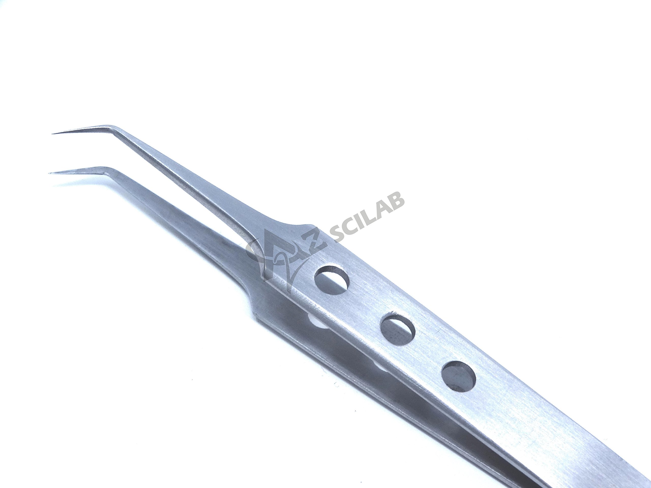 Eyelash Eyebrow Lashes Extensions Volume 3D+ 5D 6D Stainless Steel Tweezers (45 Degree Semi Angled)