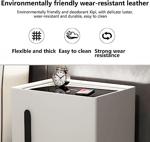 BKEKM Nightstands Smart Nightstand Wireless Charging Station End Table 2 USB Ports Bedside Table 3 Colors Adjustable LED Bedside Cabinet Well Made