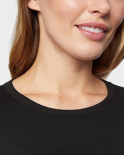 32 DEGREES Heat Womens Ultra Soft Thermal Lightweight Baselayer Crew Neck Long Sleeve Top, Black, Large