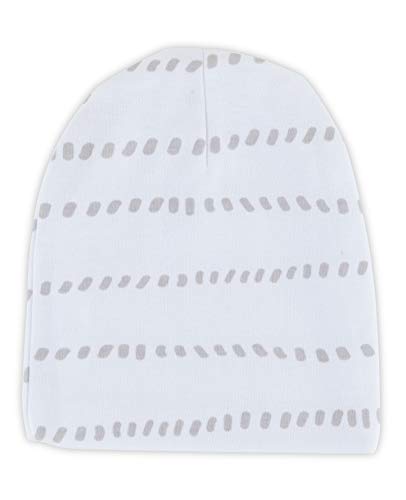 Petit Dreams Adjustable Swaddle and Beanie Set Jersey Knit Cotton for Baby Boy Or Baby Girl from 0-3 Months, Grey Dotted Stripes