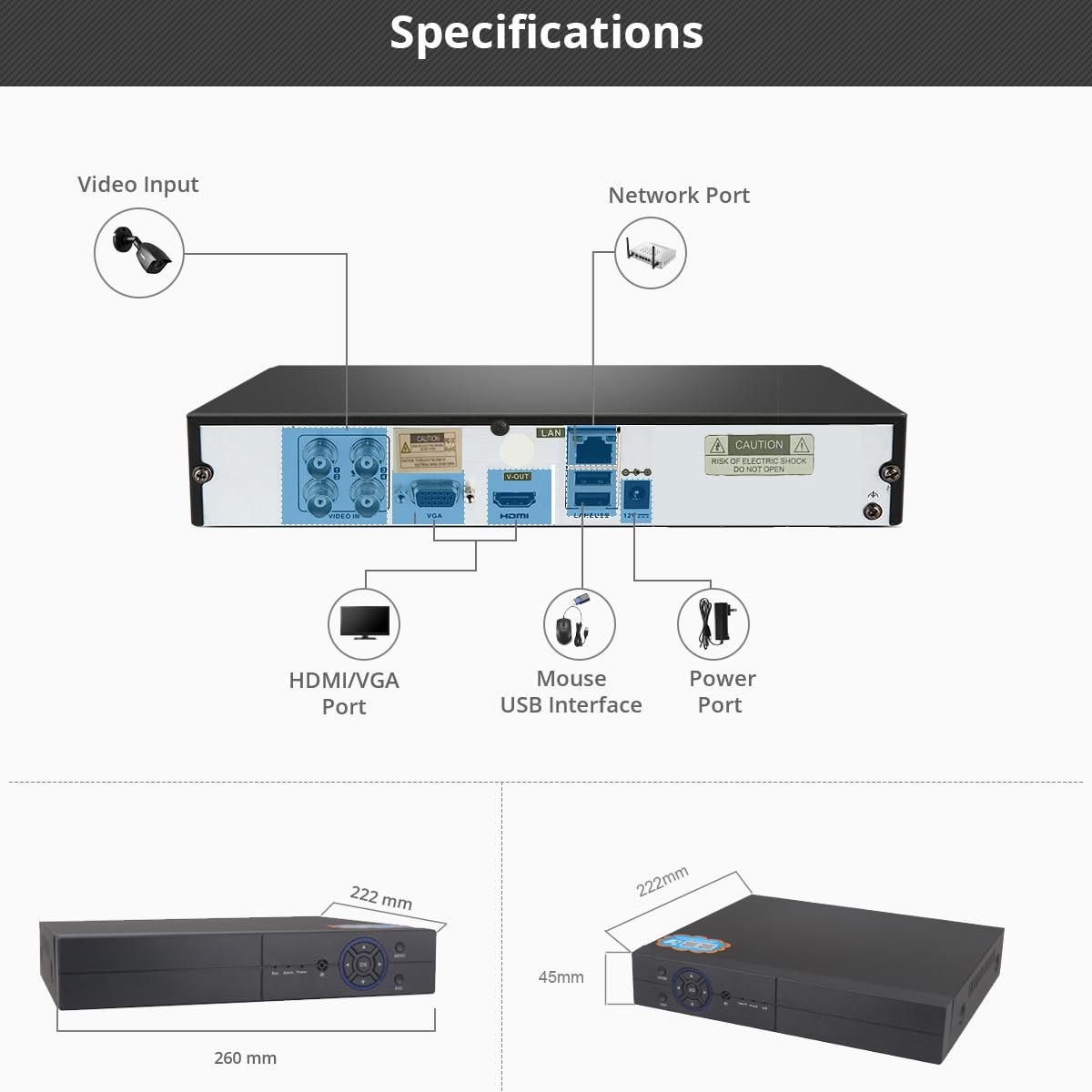 8CH 1080P 5-in-1 HD Analog Hybrid DVR&NVR Support 5MP IP Camera+1080P AHD/TVI/CVI Camera & Analog Camera Standalone DVR CCTV Surveillance Security System Video Recorder(No Hard Driver)