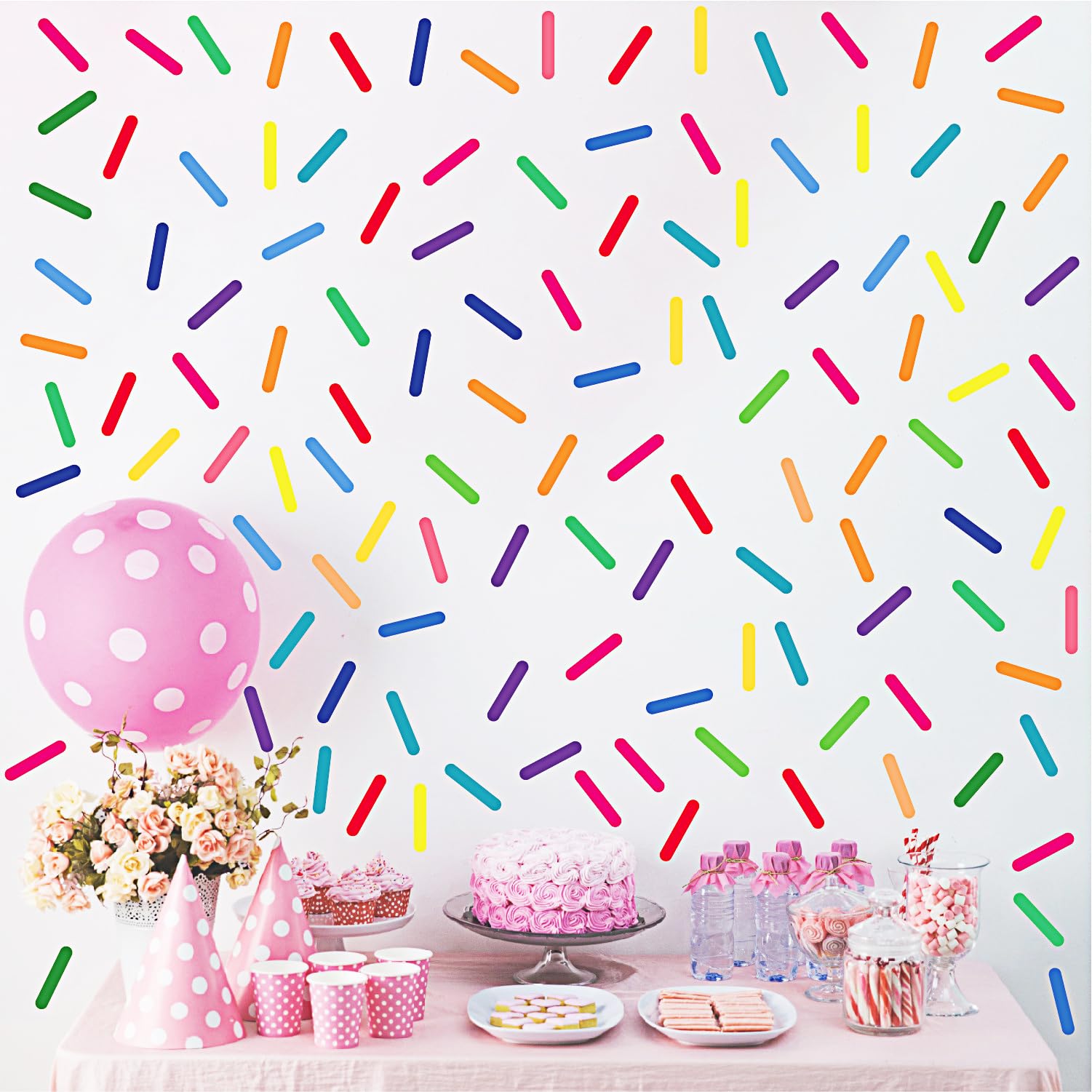 300Pcs Sprinkle Wall Decals Removable Colorful Confetti Stripe Wall Stickers for Kids Boys Girls Babies Bedroom Nursery Party Wall Decoration (Confetti-B)