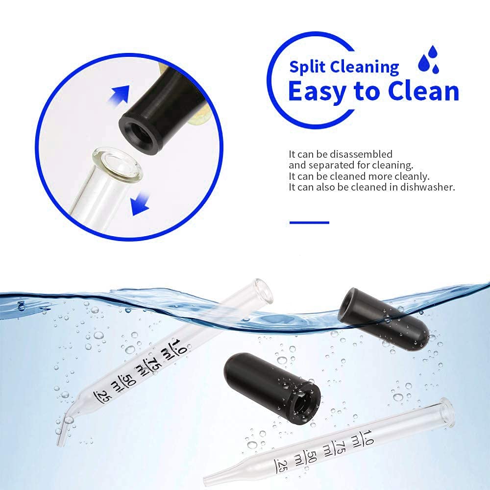 ToToT 10pcs Dropper 5 Straight Tip + 5 Bent Tip Measured Dropper 1ml Glass Pipette for Lab, Perfume, Essential Oil