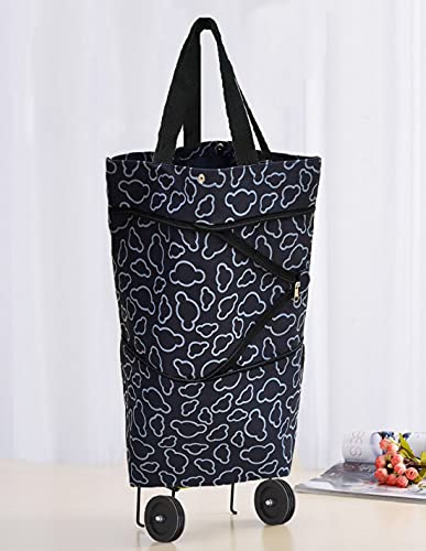 Collapsible Folding Shopping Bag with Wheels Foldable Shopping Cart Reusable Grocery Bags, Trolley Bag on Wheels (B0741YPTV7)