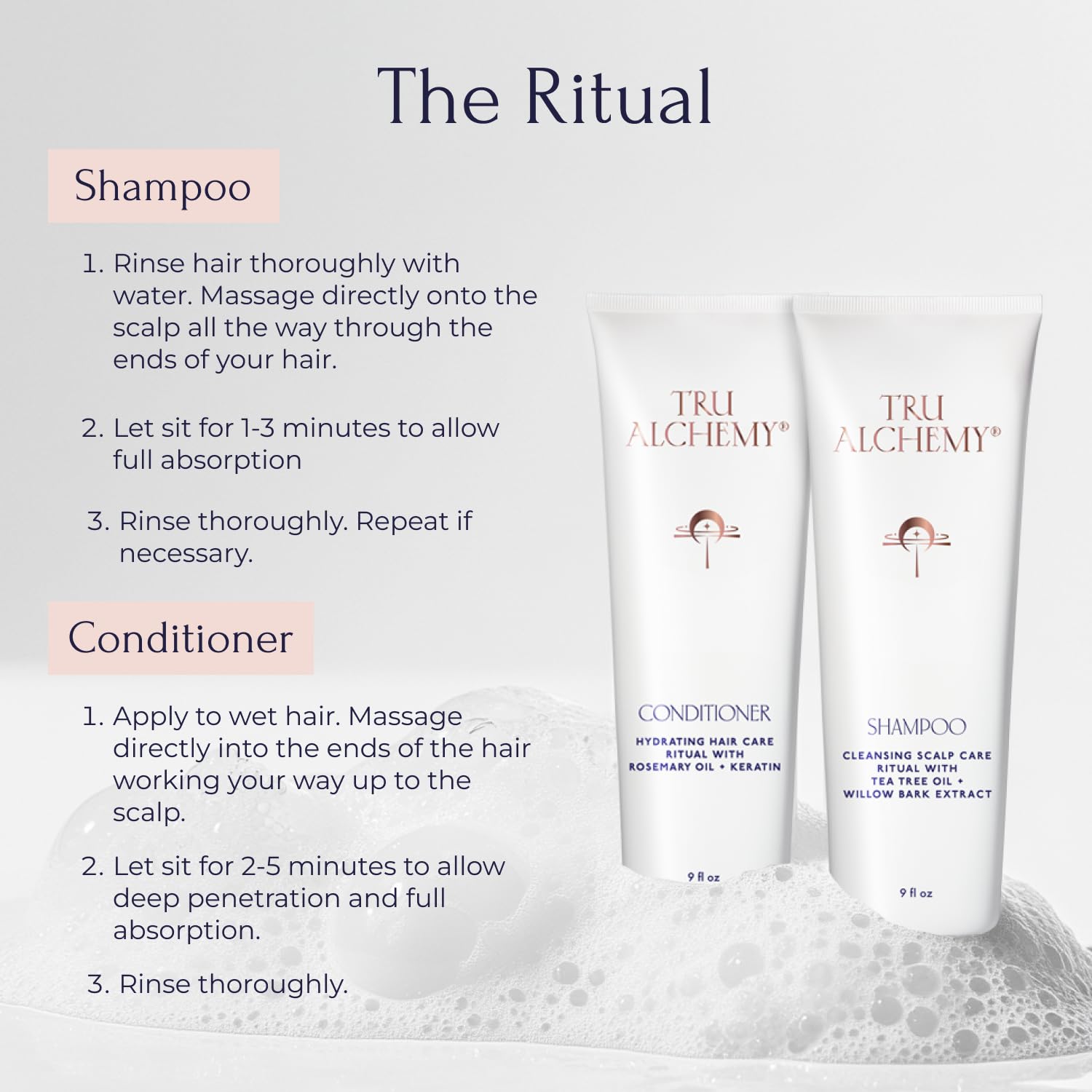 Tru Alchemy Shampoo & Conditioner - Best Shampoo and Conditioner for Dry Damaged Hair - Speed Up Hair Growth and Boost Volume, 9 fl oz.