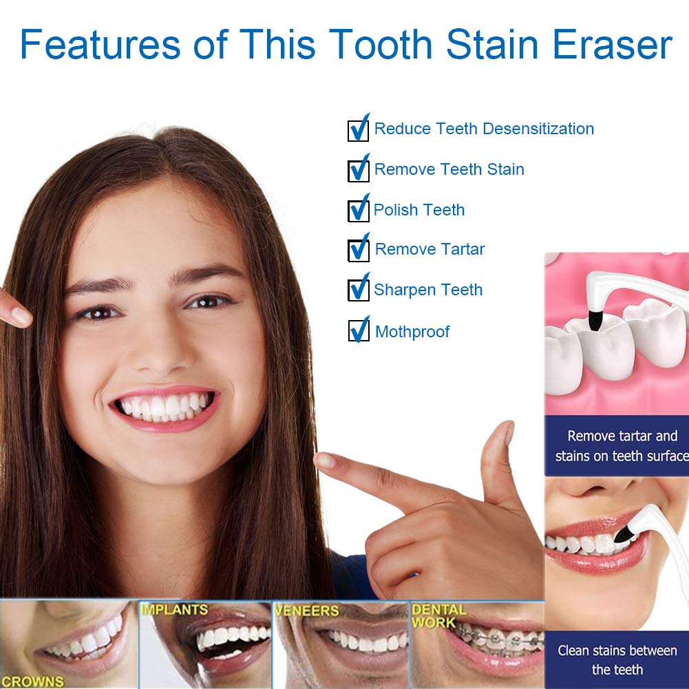 Tooth Stain Remover, Dental Plaque Tool, Tartar Eraser Polisher, Professional Teeth Whitening Polishing Cleaning Kit, Home Calculus Removal Effectively, NOT Electric Cleaner Brush/Dentist