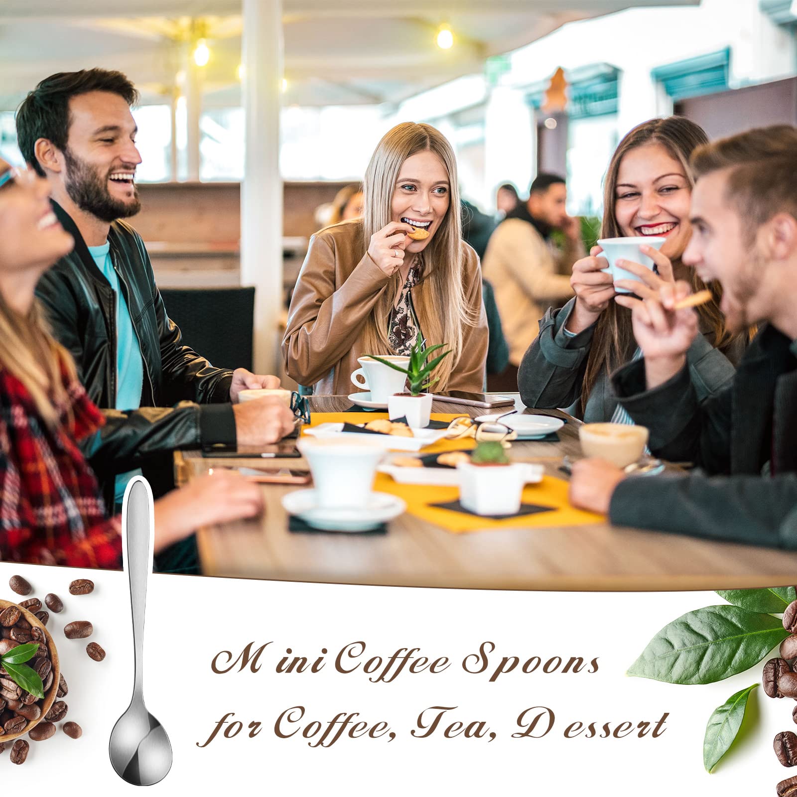 50 Pcs Teaspoons Demitasse Espresso Spoons 4.92 Stainless Steel Tablespoons Metal Dessert Spoon for Appetizer Sugar Ice Cream for Home Restaurant Kitchen, Mirror Polished, Dishwasher Safe