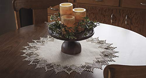 Linens, Art and Things Lace Doily Neutral Earth Tones Table Topper Scarf Place Mat Round Doily (23 Inch Round)