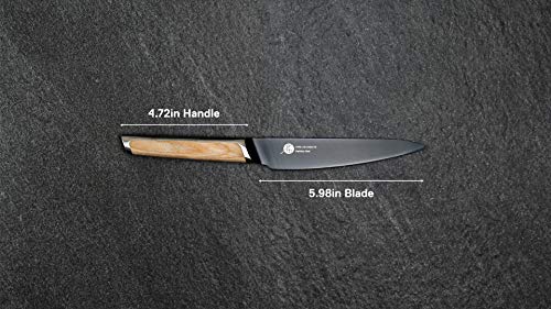 Everdure German Steel Professional Utility Knife, 6 Inch Knife with Titanium Coated Blade and Pakka Wood Handle, Perfect Kitchen Knife for Slicing Sandwiches, Cheese, Vegetables, and More