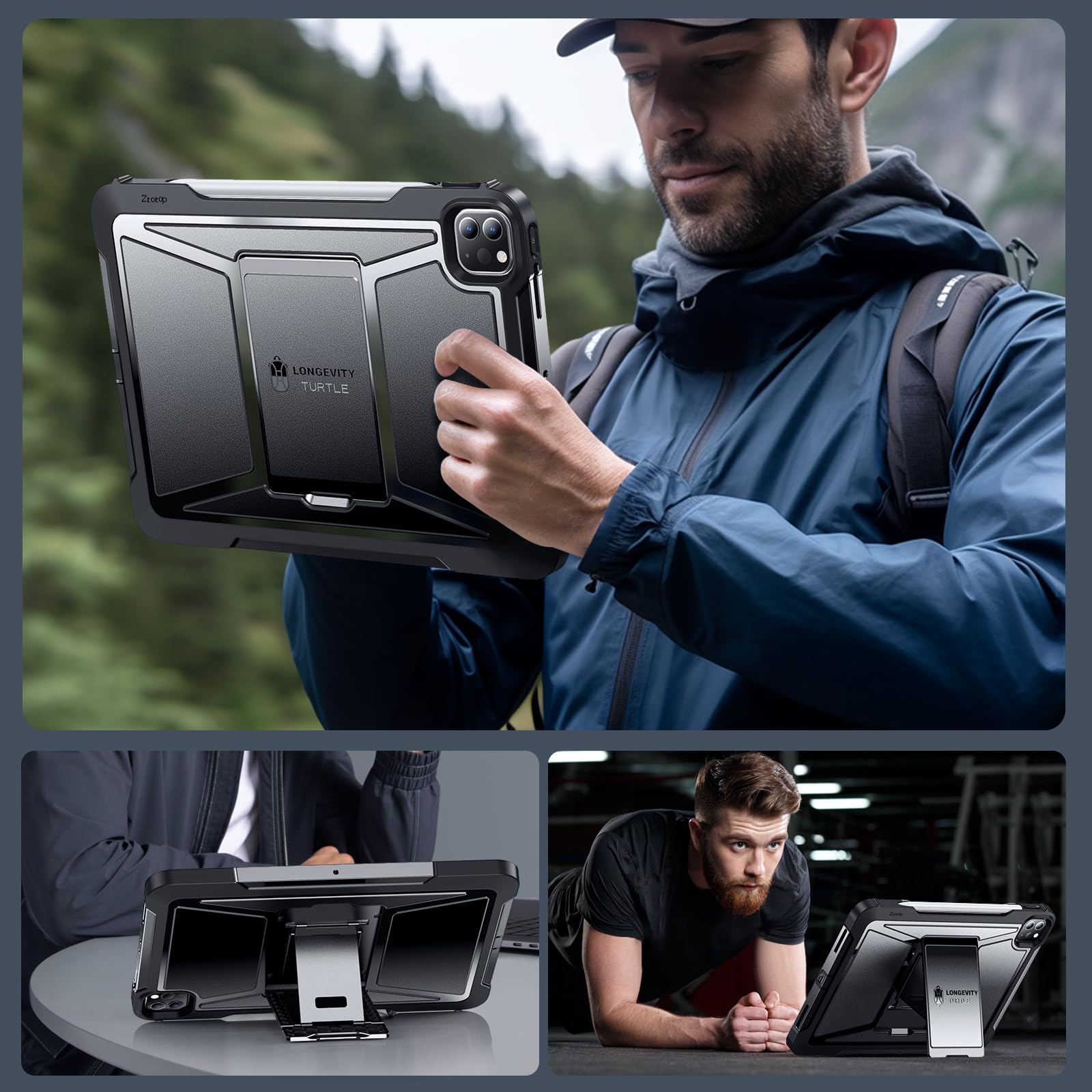 ZtotopCases for iPad Pro 12.9 Case 6th/5th/4th Generation 2022/2021/2020, Full Body Protective Rugged Cover with [Pencil Holder + Screen Protector] for iPad Pro 12.9 Inch 6th/5th/4th Gen, Gray