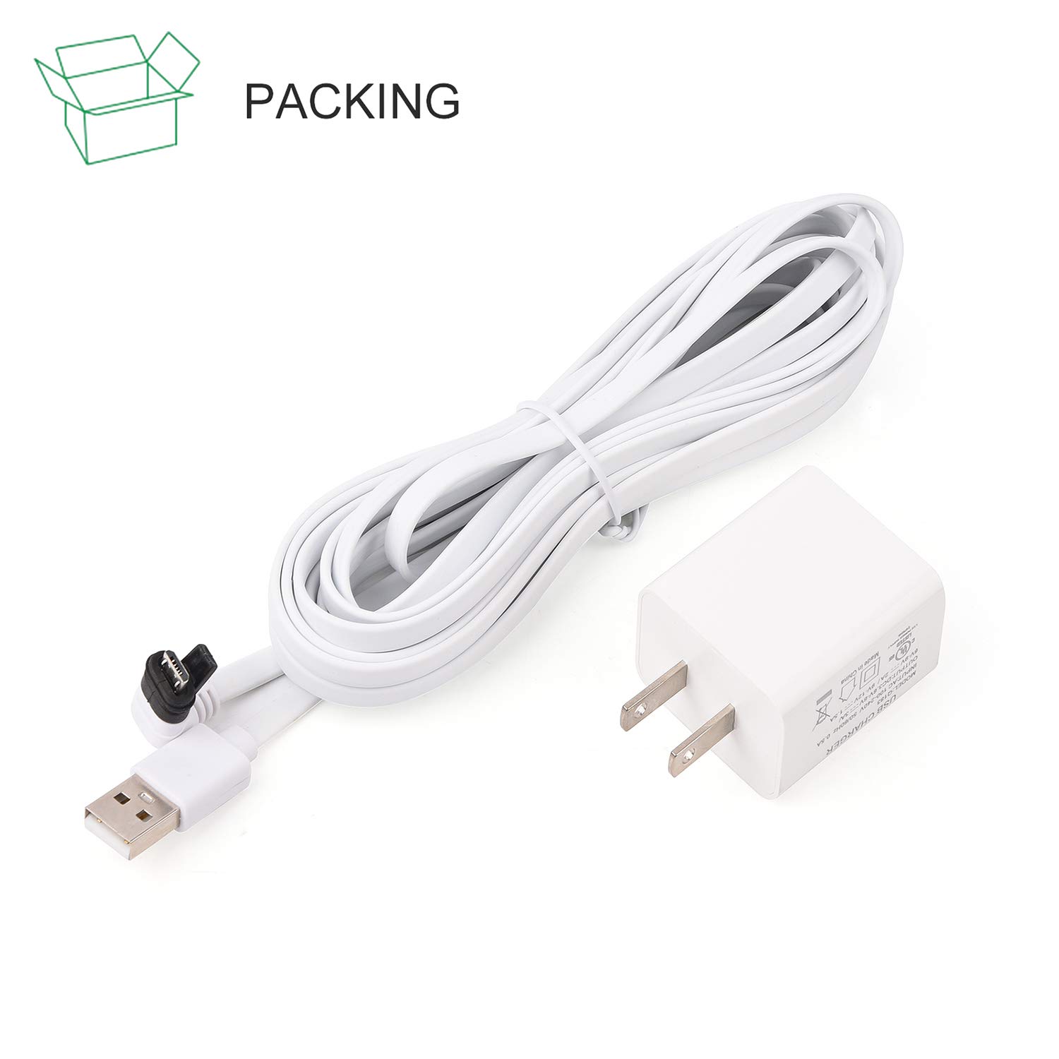 ALERTCAM 30Ft/9m Weatherproof Outdoor Power Cable for Arlo Pro and Arlo Pro 2, with Quick Charge 3.0 Power Adapter Charger Continuously Charging Your Camera (White)