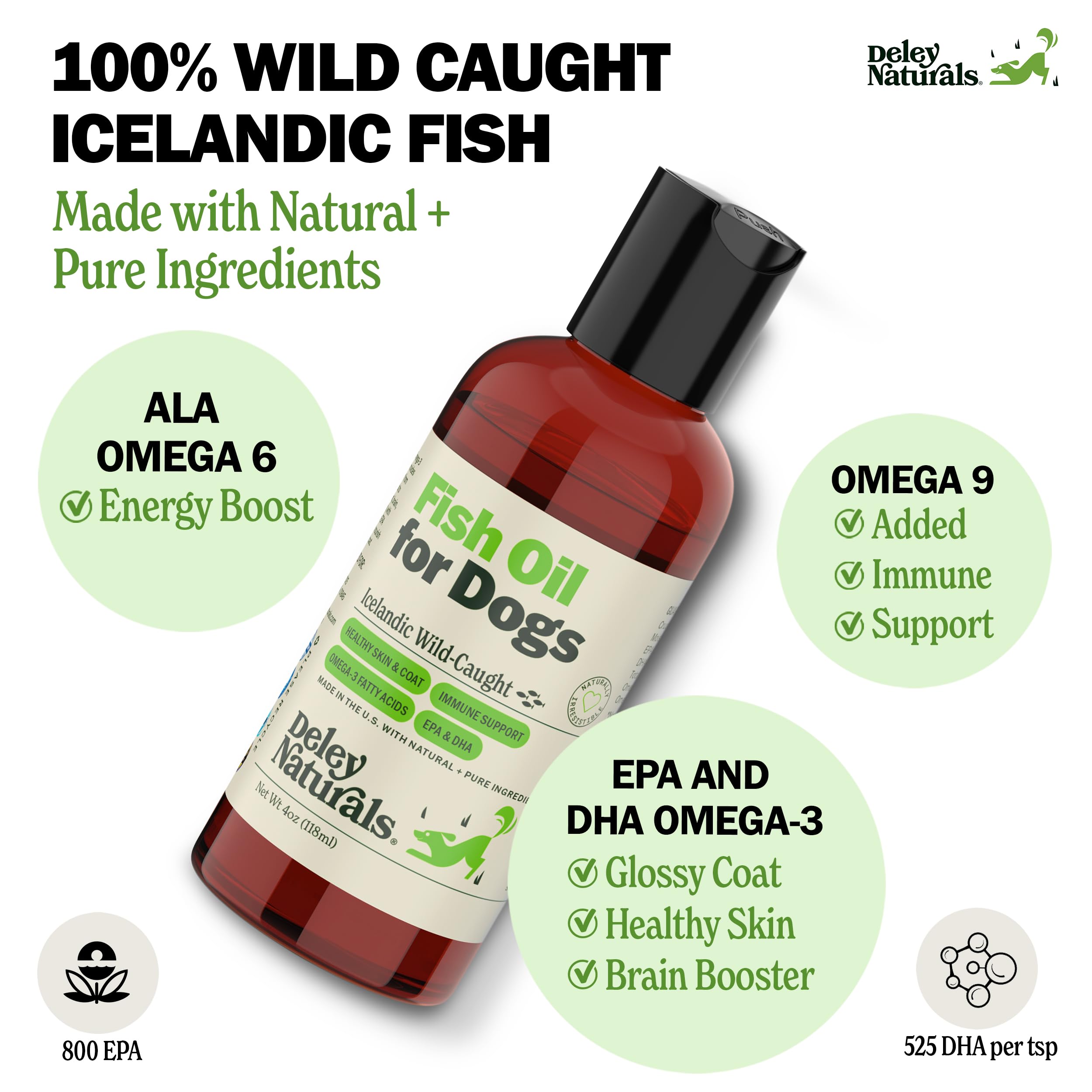 Deley Naturals Probiotics Plus Chews for Dogs and Wild Caught Fish Oil for Dogs - 4oz - Omega 3-6-9