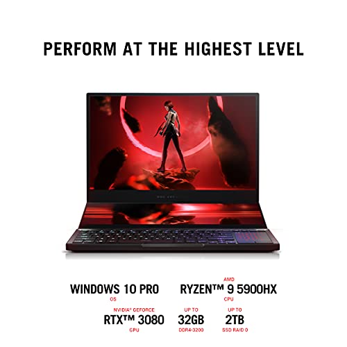 ASUS ROG Zephyrus Duo SE 15 Gaming Laptop, 15.6β 300Hz FHD IPS Type Display, NVIDIA GeForce RTX 3080, AMD Ryzen 9 5900HX, 32GB DDR4, 1TB PCIe SSD, Per-Key RGB Keyboard, Windows 10 Pro, GX551QS-XS98