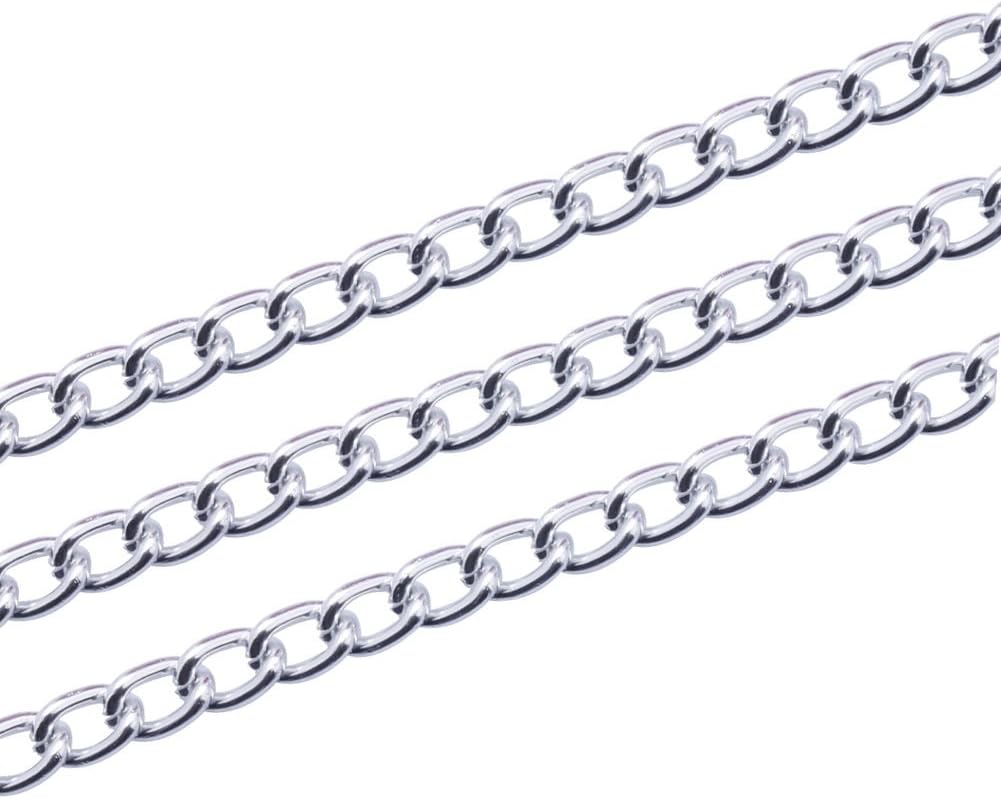 32.8ft 4.5mm Width Never Fade Aluminum Curb Chain Link Twisted Chains Metal Cable Chain Link Silver Jewelry Making Chain for DIY Making Bracelet Necklace