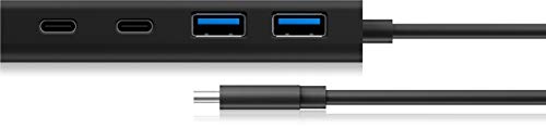 Icy Box USB Hub with USB-C Connector and Power Delivery, USB 3.0, Integrated Cable, Aluminium, PD 60 Watt, Black