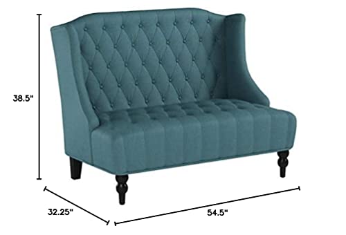 Christopher Knight Home Leora Traditional Tufted Velvet Wingback Loveseat, Dark Teal / Dark Brown