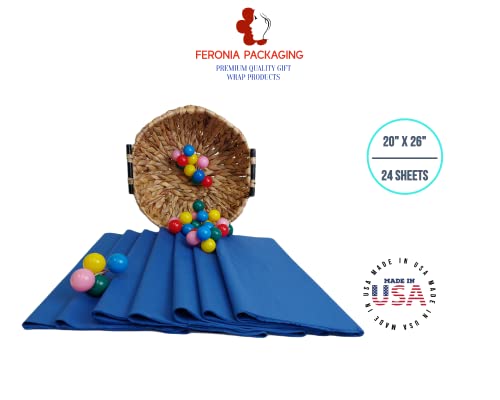 Dark Blue Tissue Paper Squares, Bulk 24 Sheets, Premium Gift Wrap and Art Supplies for Birthdays, Holidays, or Presents by Feronia packaging, Large 20 Inch x 26 Inch