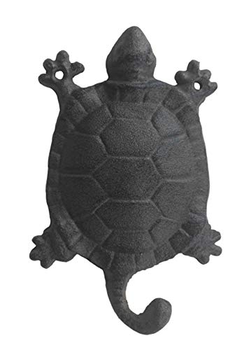 Comfy Hour 6" Cast Iron Heavy Duty Rustic Style Turtle Single Hook Wall Hanger for Home Decoration, Brown, Ocean Voyage Collection