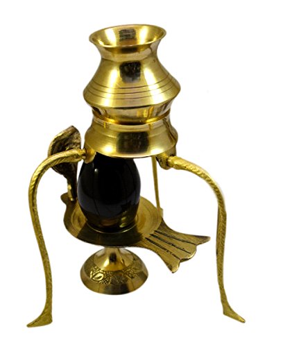 Amazing India Shaligram Shiva Ling Lingam Shivling Statue Hindu Pooja Brass Stand