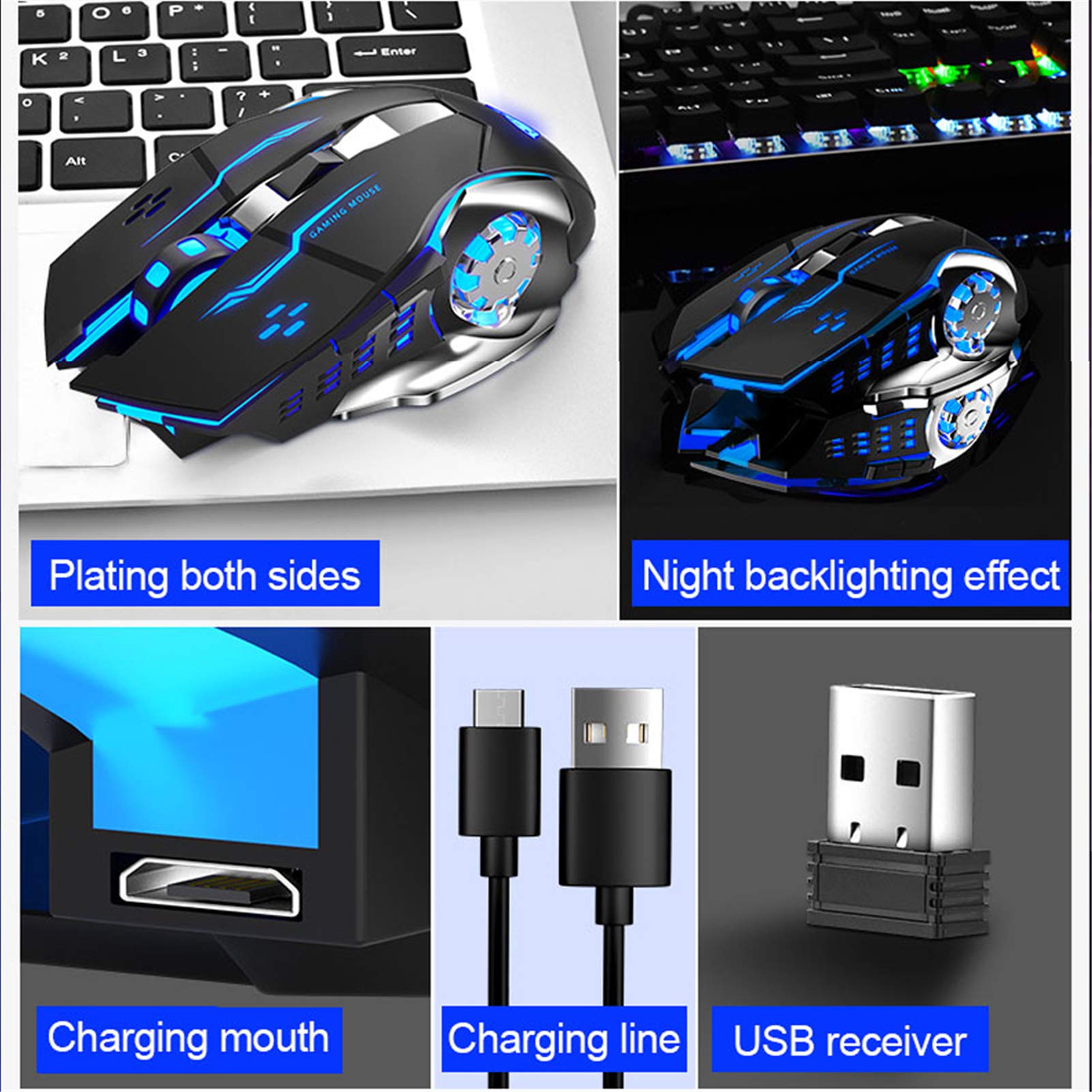 AULA Gaming Keyboard and Mouse Combo, F2088 Wired Mechanical Keyboard Black + SC100 Wireless Mouse Black + Mouse Pad, LED Keyboard Mouse Set
