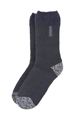 HEAT HOLDERS Mens Luxury Cozy Soft Fleece Lined Fluffy Bed Socks for Sleep (Charcoal (Lumi), 7-12)