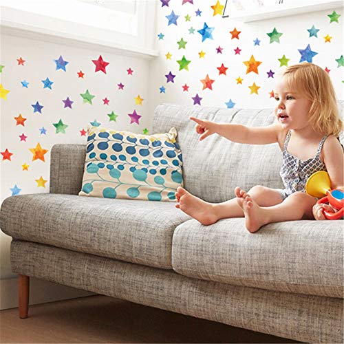 QISHENG Wall Stickers for Bedroom Living Room, Starts Wall Decals for Kids Boys and Girls Multicolor Easy to Peel&Stick Removable Safe for Wall(67 Decals)