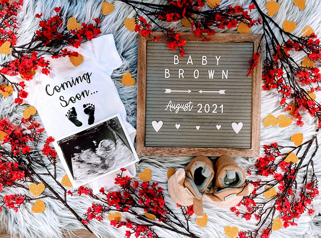 Coming Soon. Baby Feet Announcement Baby Bodysuit One Piece Romper (Newborn, White)