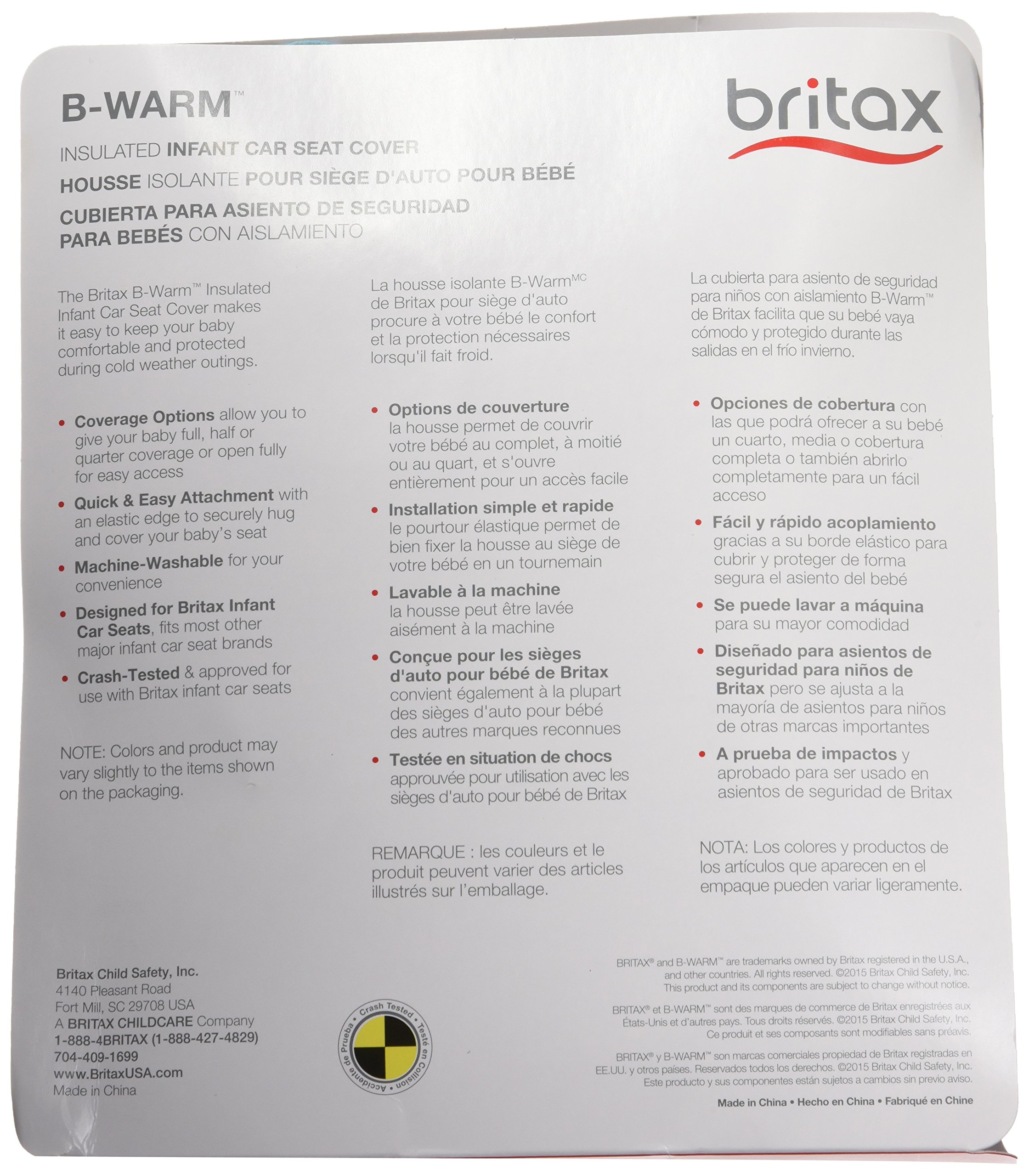 Britax B-Warm Insulated Infant Car Seat Cover, Machine Washable, Polar Mist