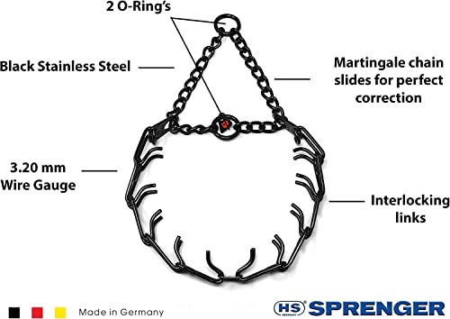 Herm Sprenger Black Stainless Steel Prong Dog Training Collar Ultra-Plus Pet Pinch Collar No-Pull Collar for Dogs Anti Pull Training Collar Made in Germany 3.2mm x 23in Medium
