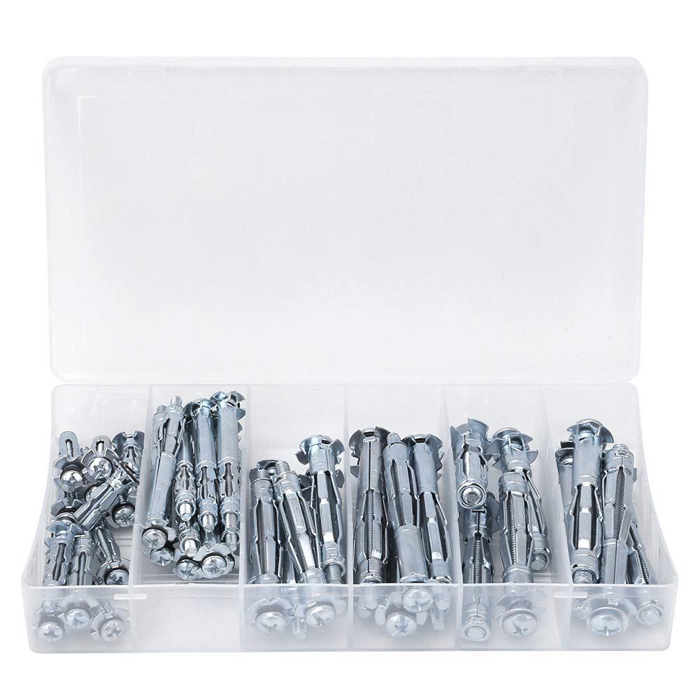42Pcs Iron Zinc Heavy Duty Expansion Screw Bolts Metal Wall Anchor Setting Tool for Machinery
