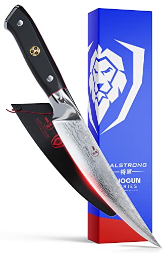 Dalstrong Fillet Knife - 6 inch - Shogun Series ELITE - Damascus - AUS-10V Japanese Super Steel - Boning Knife - Meat Cutting, Carving, Bone, Trimming, Deboning - Black G10 Handle - Sheath Included