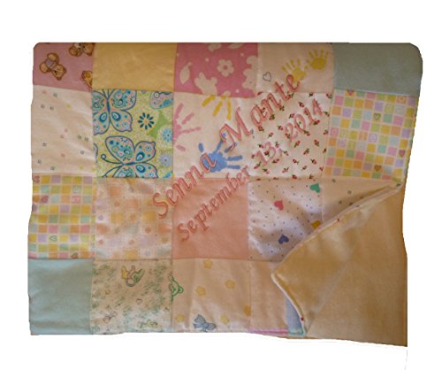 Custom Embroidered, Personalized, Cotton Flannel Patchwork Quilt