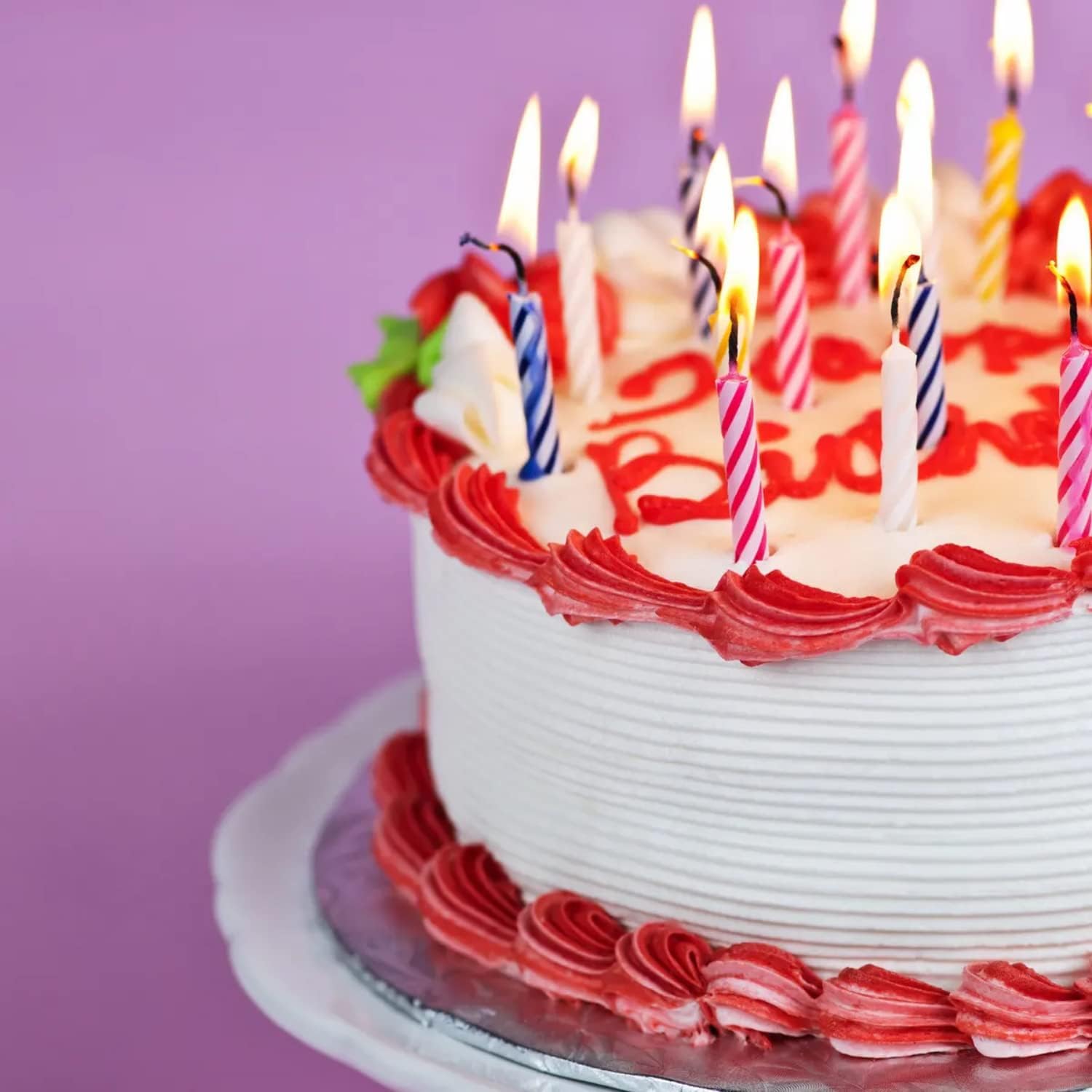 Mighty Merchandise Unscented Traditional Birthday Candles (Pack of 144) - Yellow, Blue, Pink, Green and White Stripped Colors - 4 Boxes of 36