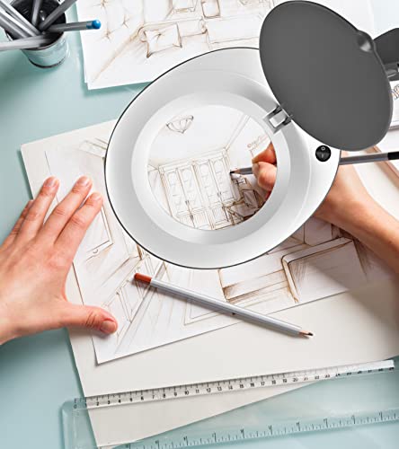 Cosywarm Magnifying Lamp, Upgrade 5 Diopter Glass, Magnifying Glass with Light and Clamp Hands Free, Adjustable Swivel Arm, LED Magnifier Work Lamp for Reading, Hobbies, Workbench.
