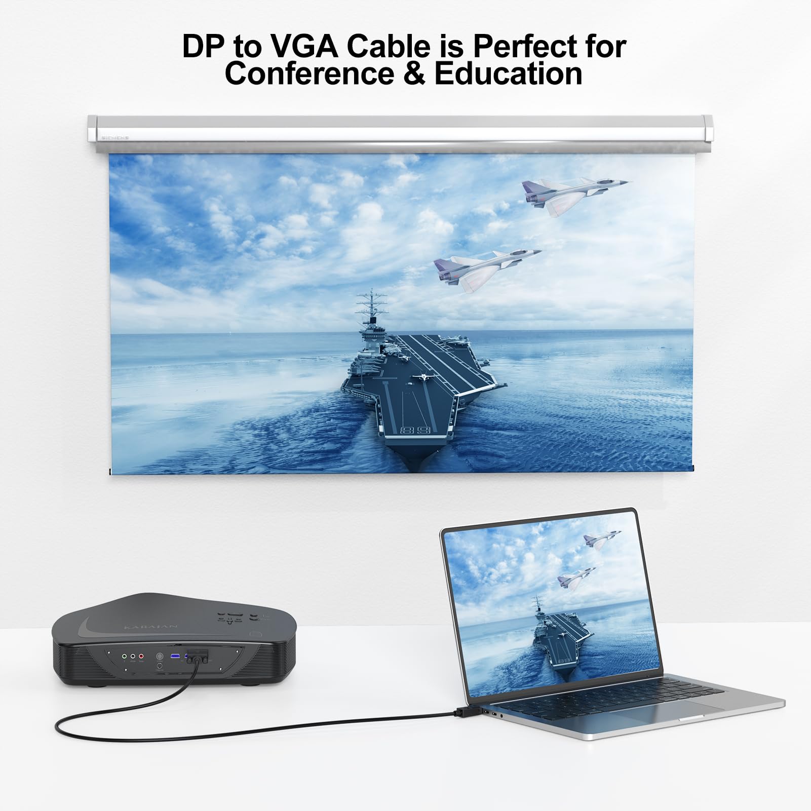 DisplayPort to VGA Cable 3FT, Display-Port DP to VGA Male Adapter Cord Gold-Plated Compatible for Dell, HP Lenovo, ASUS and More - Black