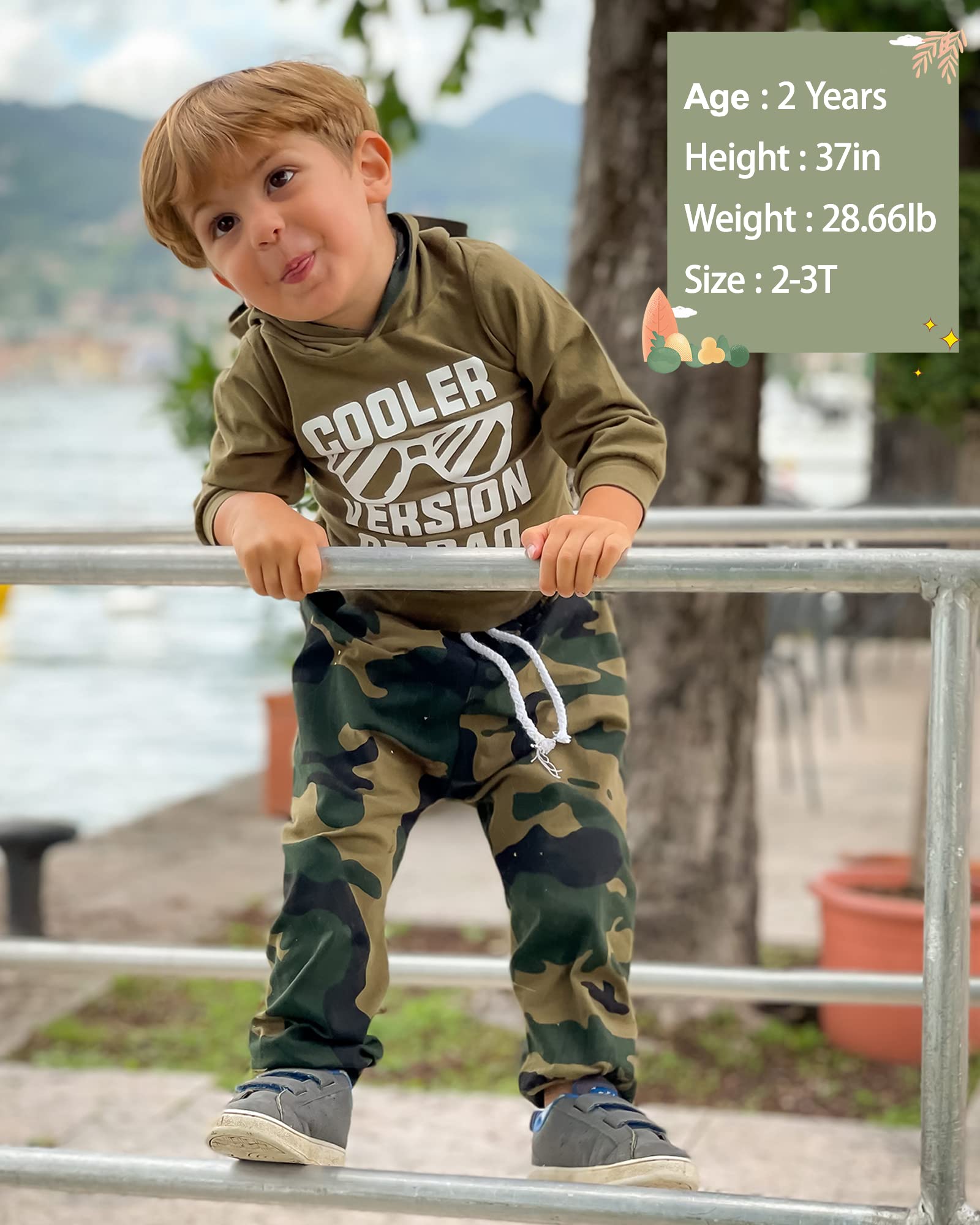 ZOEREA Toddler Baby Boys Clothes Letter Printed Hoodie Sweatshirt Tops+Camouflage Long Pants 2PCS Outfits Set