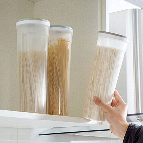 EORTA Plastic Tall Food Storage Spaghetti Noodle Pasta Container with Locking Lid Clear Dry Food Keeper Canister Cereal Crisper Box