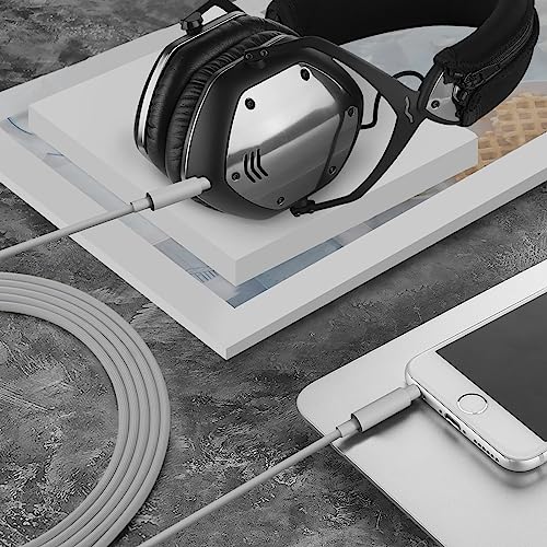 GEEKRIA Audio Cable with Mic Compatible with V-Moda Crossfade 3, LP, LP2, M-200, M-100, M-80, V-80 Cable, 3.5mm Aux Replacement Stereo Cord with Inline Microphone (4 ft / 1.2 m)